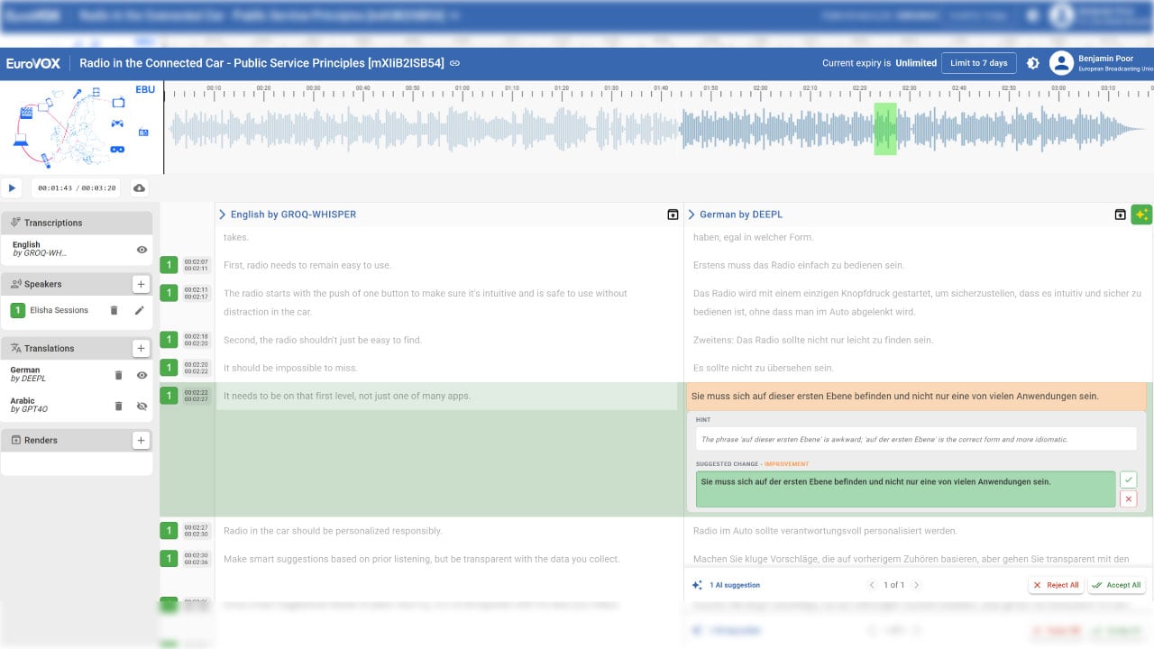 Enhancing EuroVOX with real-time translation and smarter AI support ...